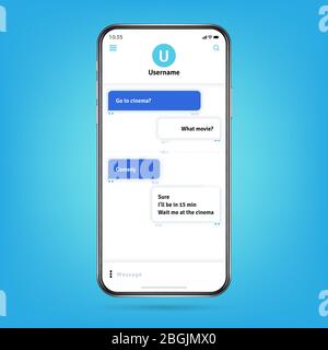 Messenger like whatsapp with bubble frames for messages on smartphone ...