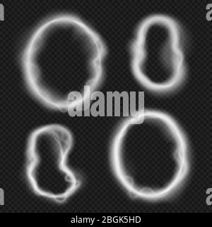 Cigarette smoke ring clouds. Hookah, vape round steam vector ...