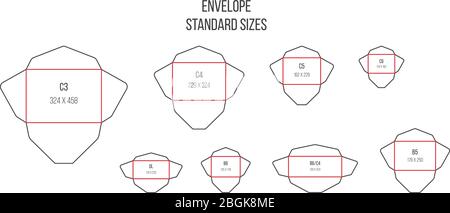 Envelope standards. Letter standard sizes. Print cutting vector ...