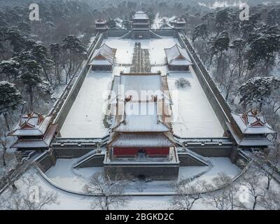 An aerial view of Zhao Mausoleum, which is also known as Beiling, the ...
