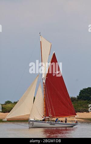 Vintage oyster smack sailing in regatta during Whitstable Oyster ...