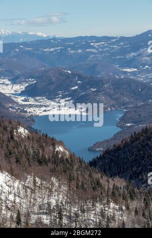Bohinj lake from Komna peak Stock Photo - Alamy