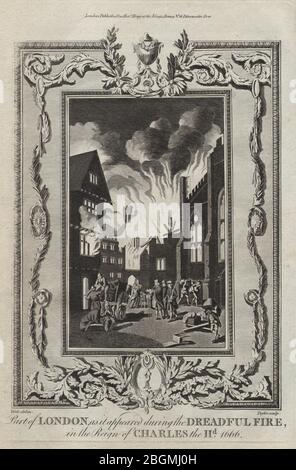 The Great Fire of London - 18th century engraving Stock Photo - Alamy