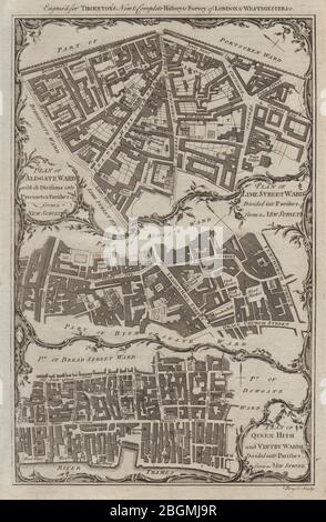 Map of Aldgate Ward, City of London, 1739. Artist: RW Seale Stock Photo ...