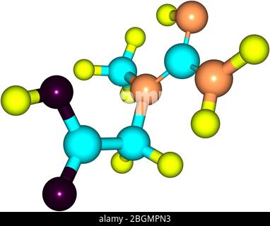 Structural chemical formula of creatine. 3D rendering. Neon shine Stock ...