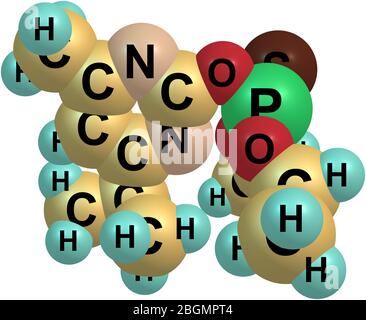 Diazinon (dimpylate) organophosphate insecticide molecule. Stylized ...