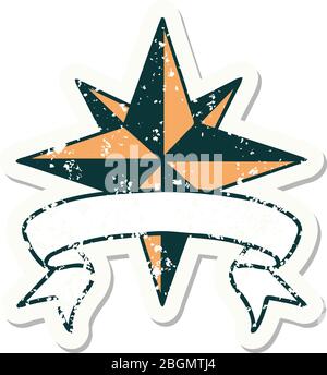 worn old sticker with banner of a star Stock Vector Image & Art - Alamy