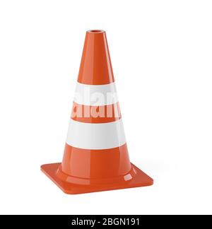 White and orange traffic pylon. Safety sign used to prevent accidents ...
