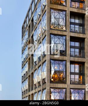 Close-up of glass-faceted windows. Zeitz MOCAA, Cape Town, South Africa ...