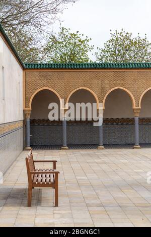 arabic arcade colonnade portico with wooden ceiling with ornaments ...