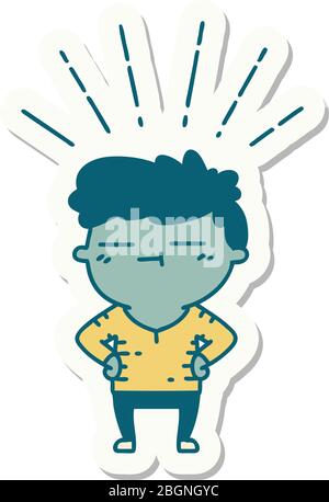 sticker of a tattoo style happy man Stock Vector Image & Art - Alamy