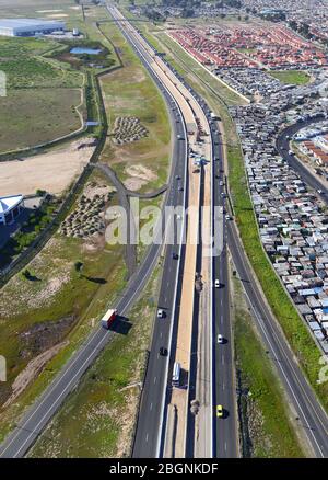 Aerial photo of N2 freeway and construction Stock Photo - Alamy