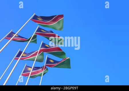Namibia waving flag against blue sky with sunrays Stock Photo - Alamy