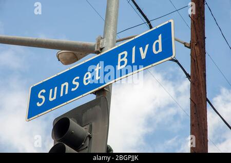 Sunset Boulevard and Beverly Drive Street Signs in Beverly Hills ...