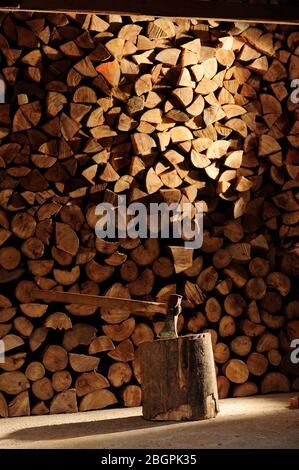 wood, cutting, ax, tools, firewood, woodshed, natural, heating,home ...