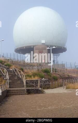 Portugal, Madeira, View of the observatory on top of the Pico do ...