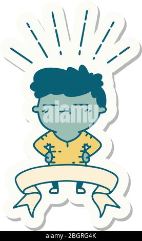 sticker of a tattoo style happy man Stock Vector Image & Art - Alamy