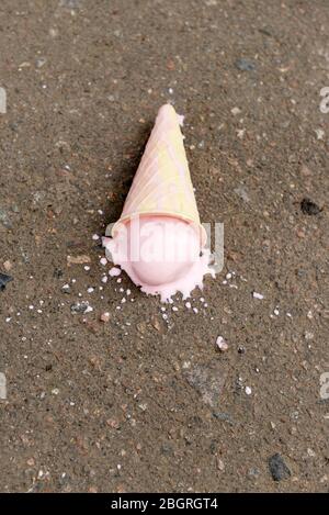 Ice cream fell on asphalt top view Stock Photo - Alamy