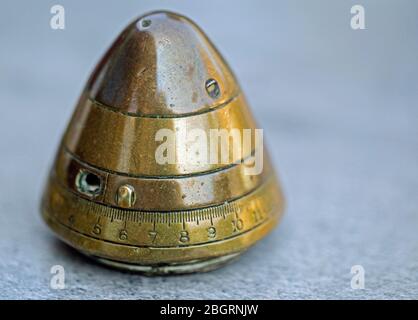 Very rare World War 1 brass bomb shell timer Stock Photo - Alamy