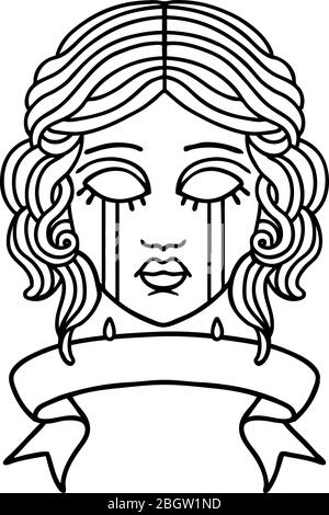 A woman crying, vintage line drawing or engraving illustration Stock ...
