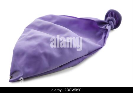 Popped violet balloon isolated on white Stock Photo - Alamy