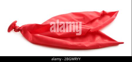 Popped red balloon isolated on white Stock Photo - Alamy