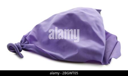 Popped violet balloon isolated on white Stock Photo - Alamy