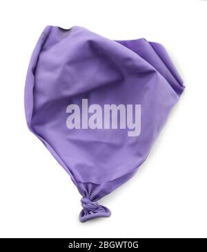 Popped violet balloon isolated on white Stock Photo - Alamy