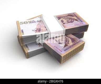 Stack of Colombian Pesos (Isolated on white background Stock Photo - Alamy