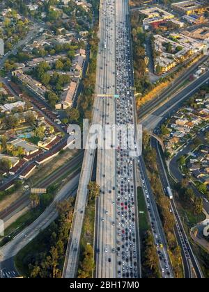 Aerial view of Interstate 710 and California Route 60 freeway ...