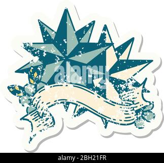 worn old sticker with banner of a stars Stock Vector Image & Art - Alamy