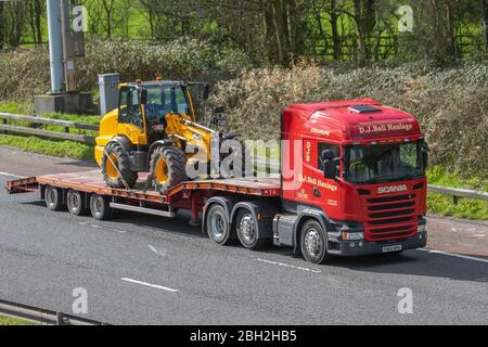 Haulage delivery trucks delivering JCB Digger, lorry, transportation ...
