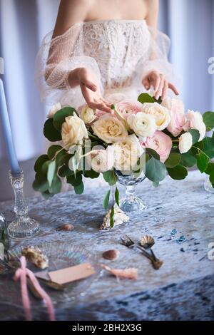 Bridal hold wedding bouquet with Blush Italian Cloony Ranunculus and ...