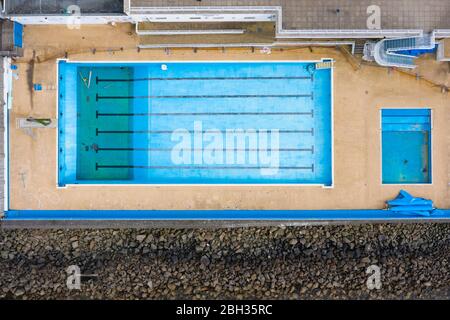 Aerial drone view of Gourock Outdoor Pool and Lido Inverclyde Stock ...