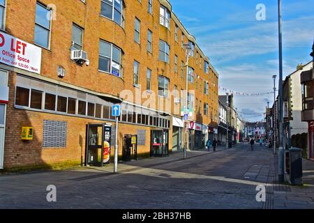 A view of modern shop units along Caroline Street, one of the main ...