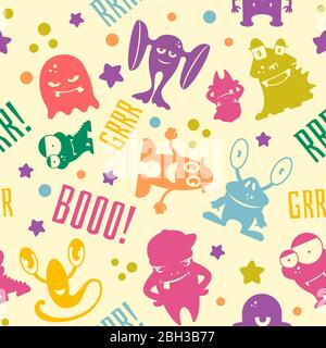 Cartoon Monsters Background Stock Vector Image & Art - Alamy