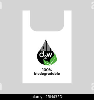 Biodegradable d2w plastic sign. Vector logo eco emblem for organic ...