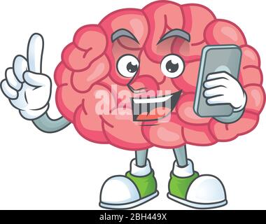 Cartoon design of human brain with call me funny gesture Stock Vector ...