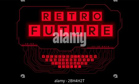 Retrowave synthwave red font design in the style of 1980s. Striped ...