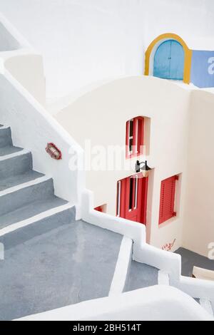 Santorini Island - Stairs to the Mediterranean Sea Stock Photo - Alamy