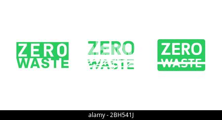 Zero waste eco friendly logos set. Green elements, signs and emblems ...