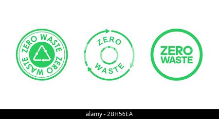 Zero waste eco friendly logos set. Green elements, signs and emblems ...