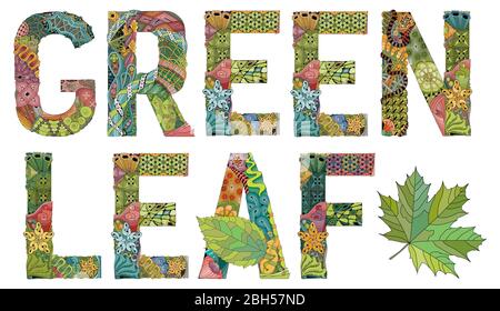 Word GREEN. Vector decorative zentangle object Stock Vector Image & Art ...