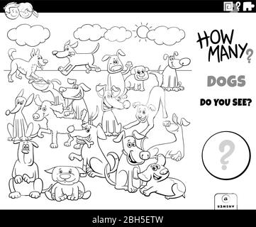 counting dogs educational game for kids coloring book page Stock Vector ...