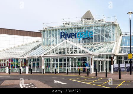 Entrance to the Rivergate shopping centre, Irvine, Ayrshire, Scotland ...