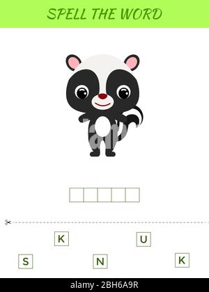 Skunk. S letter. Cute children animal alphabet in vector. Funny cartoon ...