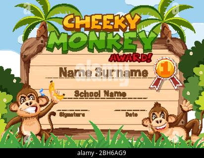 Certificate template for cheeky award with monkeys in background ...