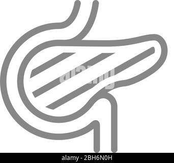 Pancreas disease line icon. Acute pancreatitis, pancreatic necrosis ...