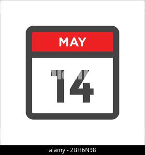 Calendar icon with fourteenth may, vector illustration Stock Vector ...