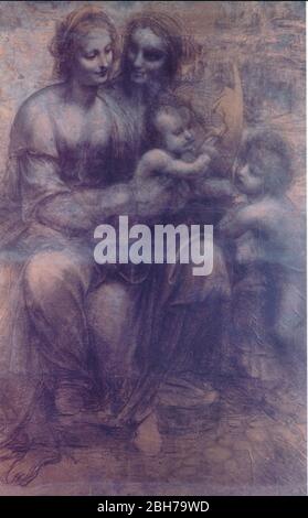 Leonardo da Vinci. Cartoon for the Virgin , Child, St Anne and St John ...